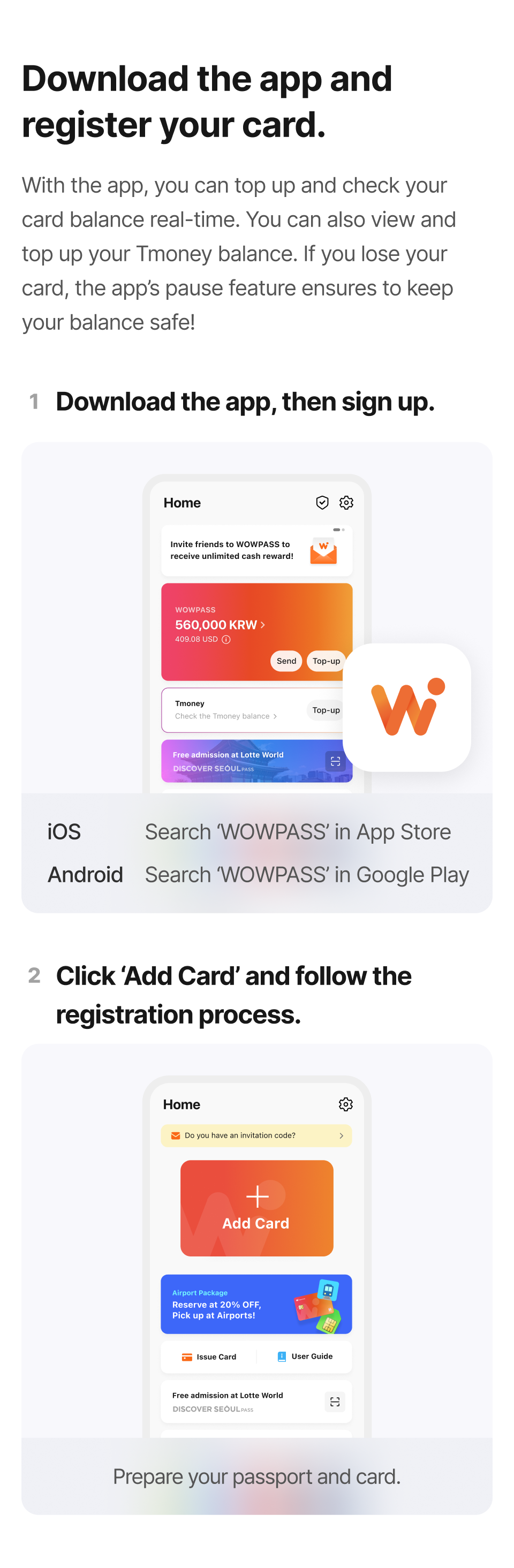 WOWPASS: Prepaid Card for Cashless Payment in Korea - Seoul PASS
