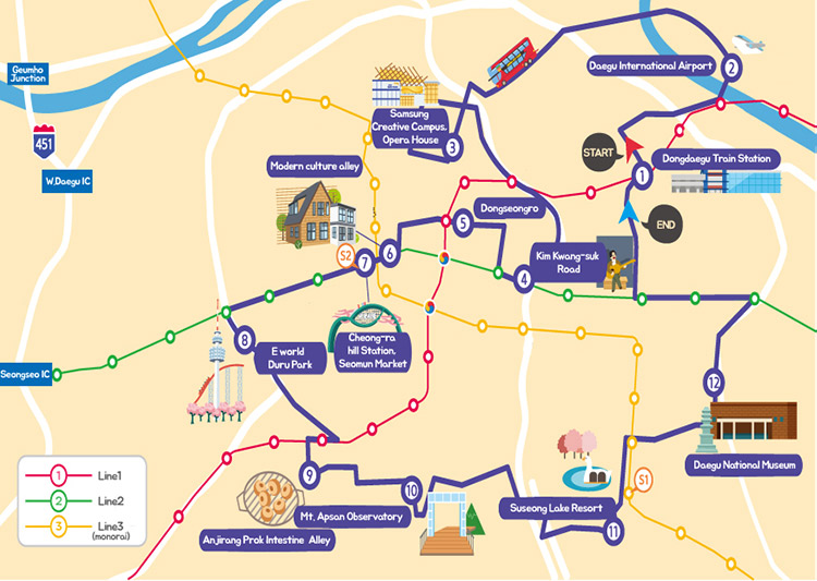 [City Tour Bus] Daegu Hop on Hop off City Tour Bus Discount Ticket ...