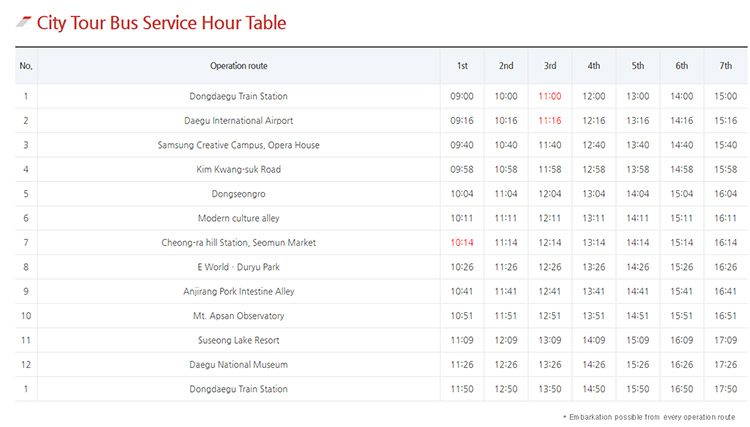 [City Tour Bus] Daegu Hop on Hop off City Tour Bus Discount Ticket ...